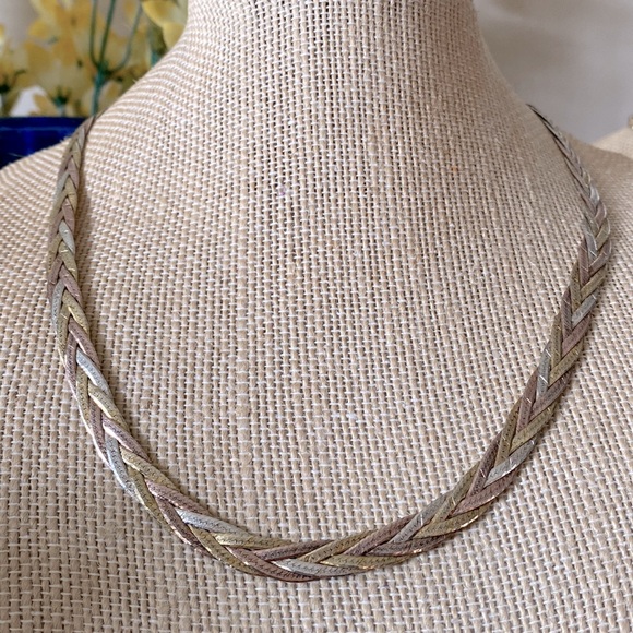 Jewelry | Sterling 925 Italy Tricolor Braided Necklace | Poshmark